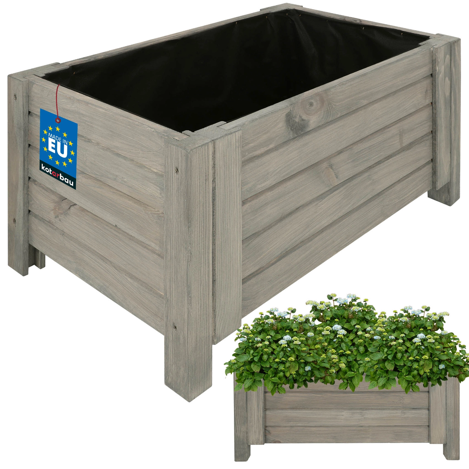 Ghiveci din lemn cutie de grădină pentru flori plante 60x39 cm ...