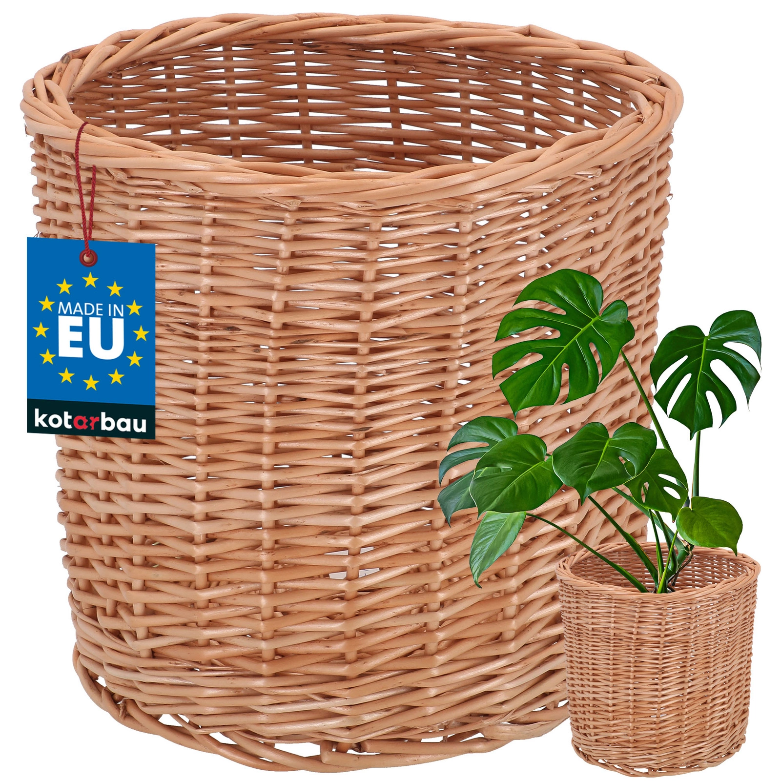 Coș din răchitan pentru ghiveci, natural, diametru 33 cm - Culoare ...