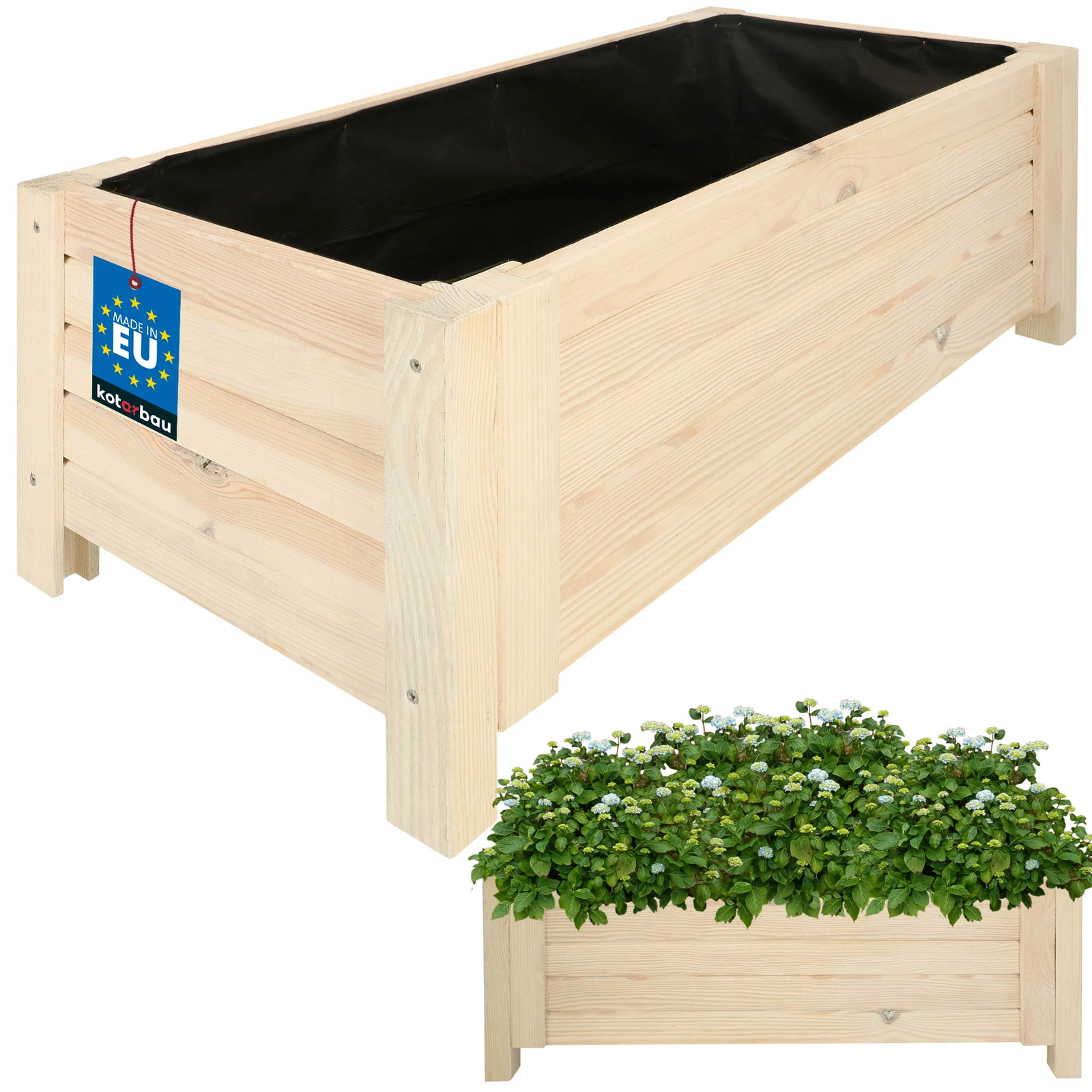 Ghiveci din lemn, cutie de grădină pentru flori și plante 79x39 cm ...