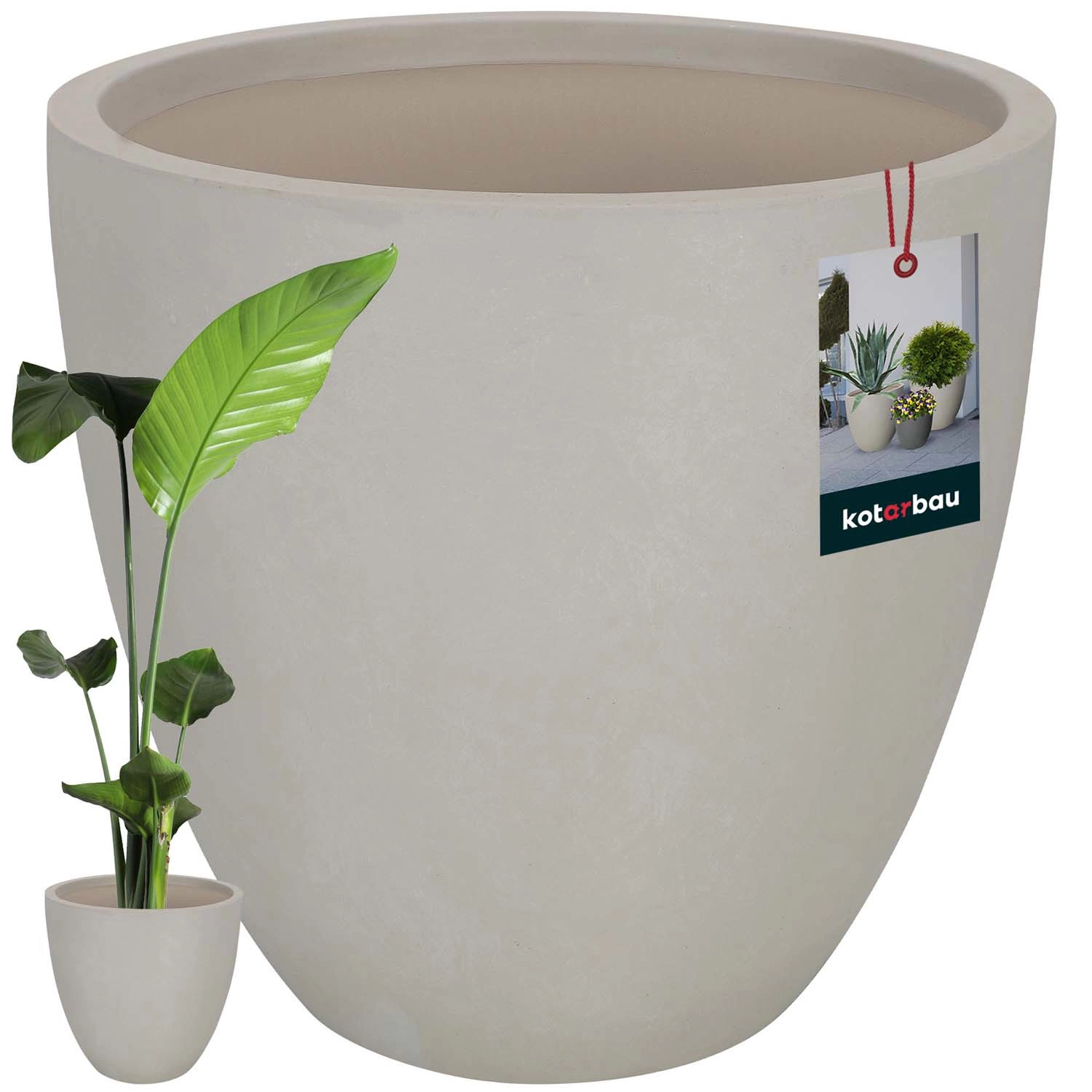 Ghiveci de flori din fibre ceramice mare pentru living bej 45x44 cm bej ...