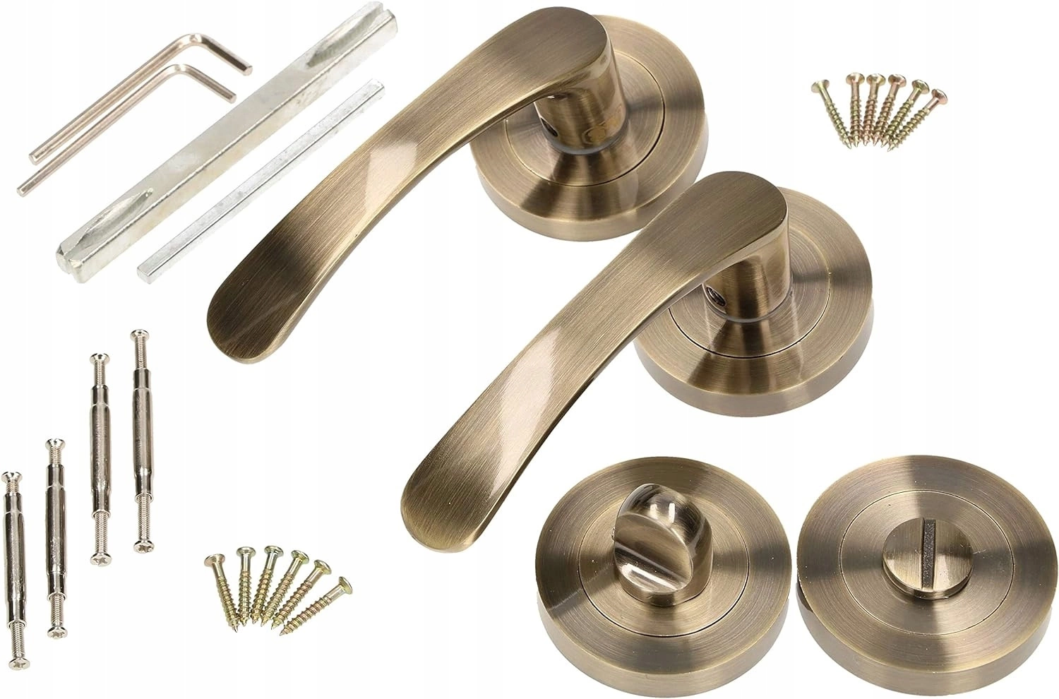 Set de mânere de ușă 110 mm patina wc scutcheon patină de alamă ...