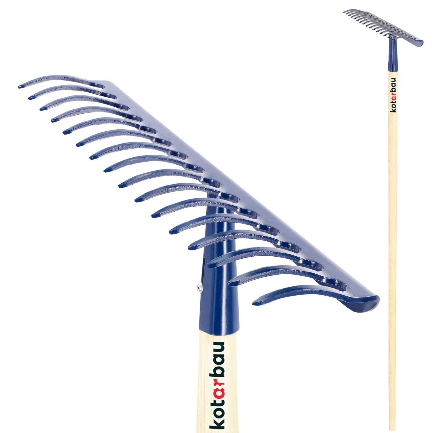 Greblă de grădină din metal cu 16 dinți și mâner din lemn 16 dinți ...