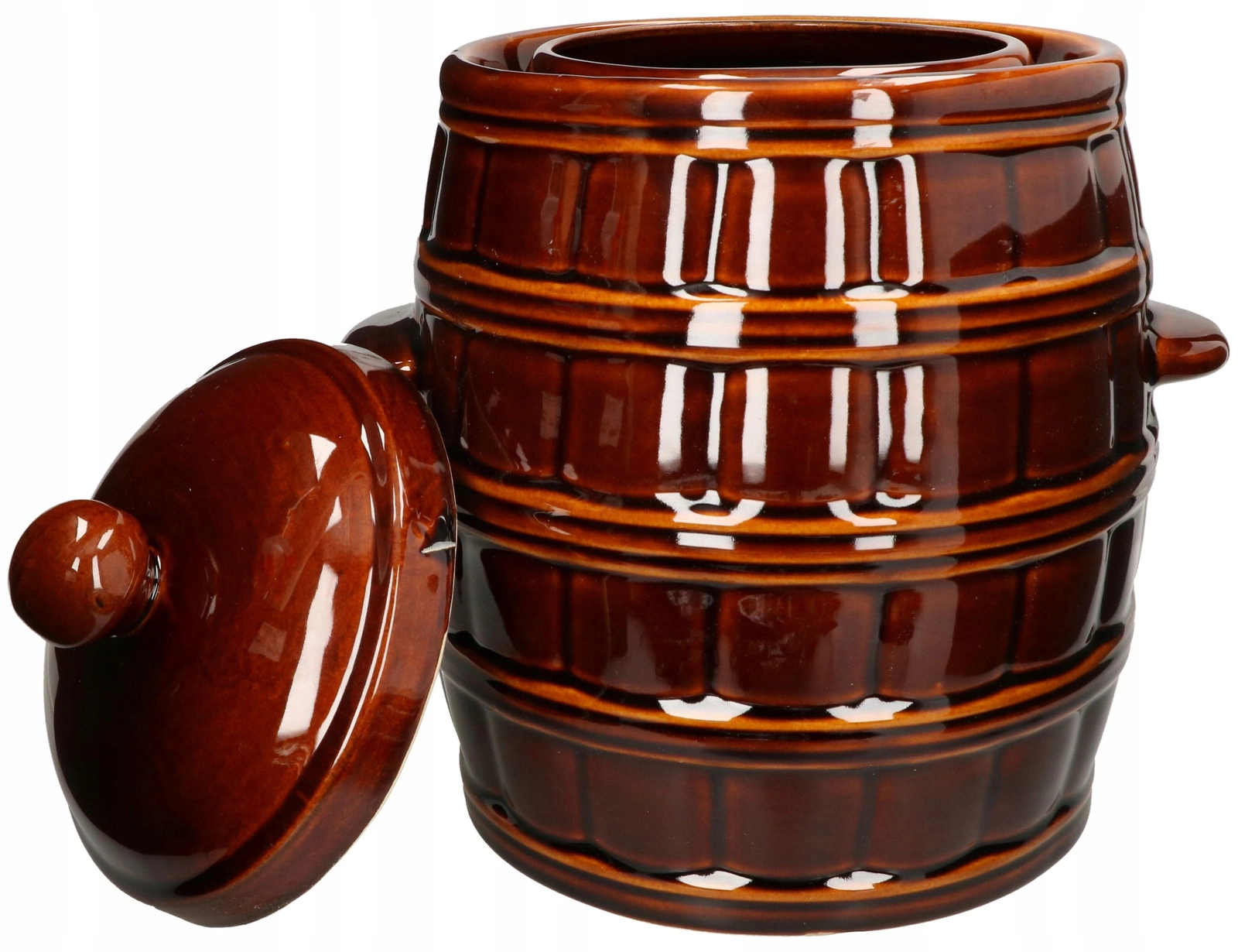 Butoi de gresie cu capac maro 8 l 8 l | Casă \ Bucătărie \ Dulcețuri și ...